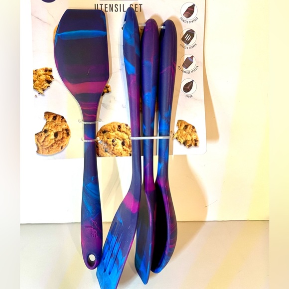 core | Kitchen | Set Of 4 Tie Dye Silicone Kitchen Utensils Purple Pink ...